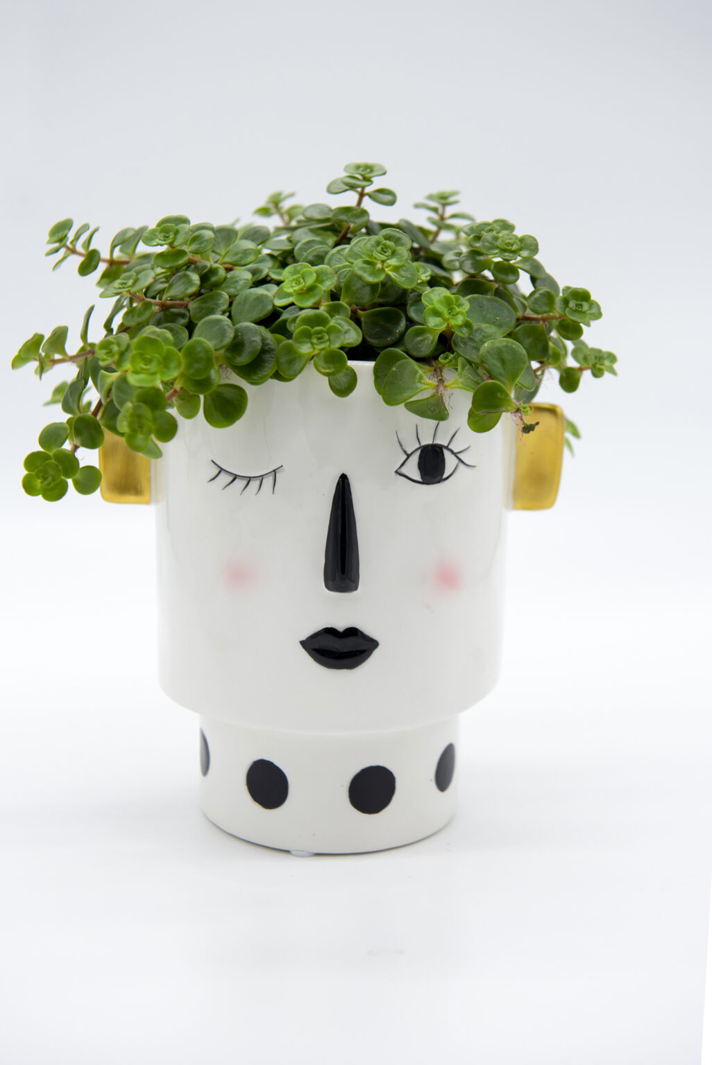 Vaso faccia in ceramica bianco e nero - Zambon Fiori Treviso